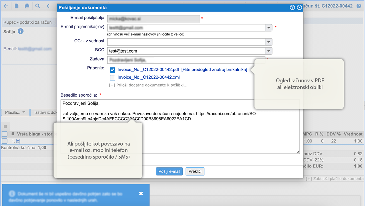 Features – Lastnosti – e-racuni.com